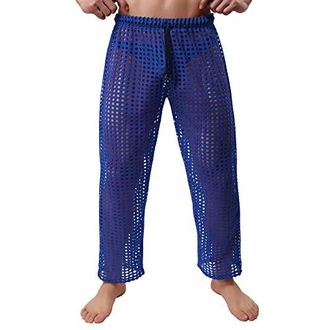 Generic Hommes Mode Hommes Int&eacute;ressant Creux Pantalon en Maille Pantalons Mode Loisirs, bleu fonc&eacute;, XL