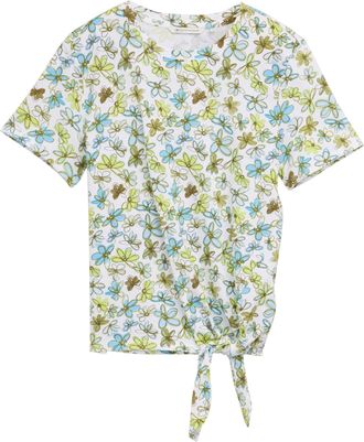 Tom Tailor Damen 1040186 T-Shirt, 37809 - White Green Blue Flower Print, S EU