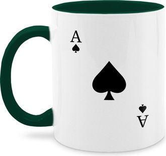 Shirtracer Tasse Tassen 325ml - & Fasching - Pik Ass Kartenspiel Karneval Kostüm I - 325 ml - Dunkelgrün - poker karnevalstasse fasching-pik faschingstasse carne