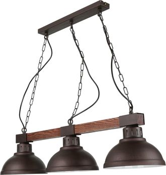 Licht-Erlebnisse Hängelampe Holz Metall in Braun Wohnzimmer Esszimmer 72 cm lang E27 Landhaus Vintage 3-flammig Rustikale Pendelleuchte Esstisch HAKON