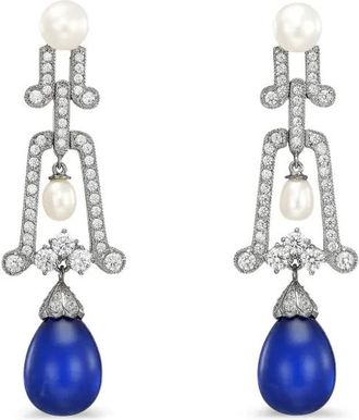 Anabela Chan Moderne Ohrringe aus Rhodium-Vermeil mit Schmucksteinen - Blau