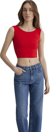 Mavi Damen NONSLEEVE Crop Jersey Top, Flame Scarlet, L