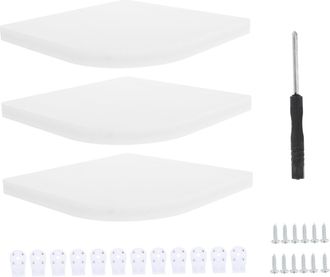 Garneck 3 Stück Teiliges schwebendes Eckregal aus Holz eckiges Wandregal in cremeweiß vielseitiges Aufbewahrungsboard für Wohnzimmer Büro Schlafzimmer platzsp