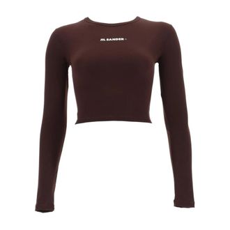 Jil Sander Cropped Top Mit Logo - - Tops - Damen - Braun - M