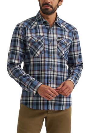 Wrangler Iconic Denim Herren-Hemd, Normale Passform, Druckknöpfe, Mitternachtsmarineblau, XX-Large