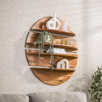 M&S Collection M&s - Etag&egrave;re murale ronde 4 pi&egrave;ces 90x90x20 cm en bois de neem naturel