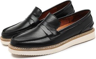 Generic Mocassins Penny pour homme, mocassins d&eacute;contract&eacute;s &agrave; enfiler, chaussures habill&eacute;es pour homme, chaussures en cuir v&eacute;ritable, caoutchouc antid&eacute;rapant, 