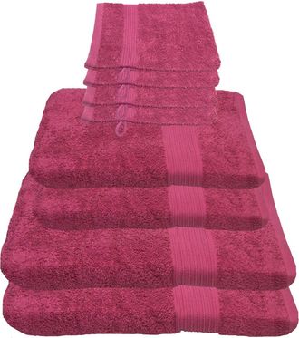 Julie Julsen 8 TLG Handtuchset 2 Badet&uuml;cher 2 Handt&uuml;cher 4 Waschhandschuhe Reine Baumwolle &uuml;ber 30 Farben Pink