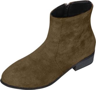 Generic Bottines d&eacute;contract&eacute;es &agrave; talon &eacute;pais pour femme - &Eacute;l&eacute;gantes et polyvalentes - Bout pointu - Fermeture &eacute;clair lat&eacute;rale - Antid&eacute;rapantes - Confortables 