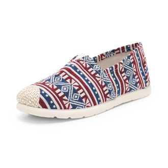 Alexis Leroy Damen Alpargata Baumwolle Flacher Einfarbig PVC-Schuhsohlen Blau-Rot Slipper 41 EU