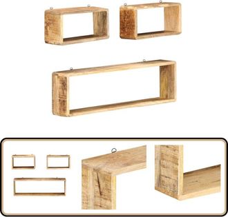 vidaXL Vidaxl - Ensemble détagère cube 3 pcs bois solide de manguier - Étagères Murales - Étagères Cube - Meuble Rangement - Décoration Intérieure - Bois