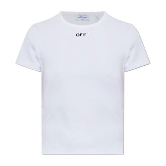 Off-white Femme, Tops, Blanc, Taille: 42 FR T-shirt c&ocirc;tel&eacute; avec logo brod&eacute;