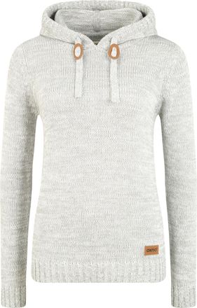 Oxmo Philla Damen Strickpullover Kapuzenpullover Grobstrick Pullover mit Kapuze 100% Baumwolle Regular fit, Farbe: LIG Grey M (798242)., Gr&ouml;&szlig;e: XL