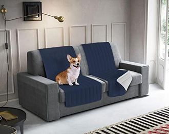 Italian Bed Linen Doubleface Couchüberzüge ELEGANT, Dunkel Blau/Hell Grau, 100% Mikrofaser, 60x190cm