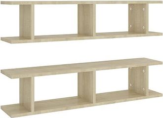 vidaXL 2X Etagères Murales Etagères Flottantes Etagères Suspendues Supports Muraux Salon Salle de Séjour Maison Chêne Sonoma 90x18x20 cm Aggloméré
