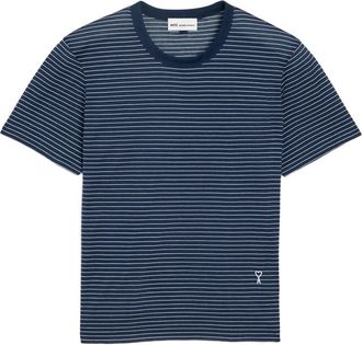 Ami Gestreiftes Baumwoll-T-Shirt - - Tops - Damen - Blau - S