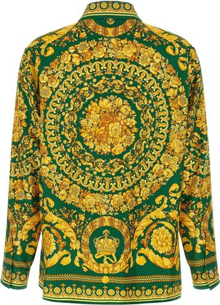Versace Baroque-Print Silk Shirt - Green