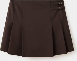 Mango Jupe pliss&eacute;e d&eacute;tail boucles marron - Femme - 34 - MANGO