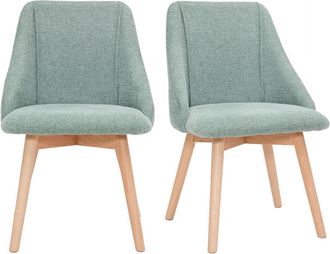 Miliboo Miliboo - Chaises scandinaves en tissu effet velours texturé vert céladon et bois clair (lot de 2) higgins