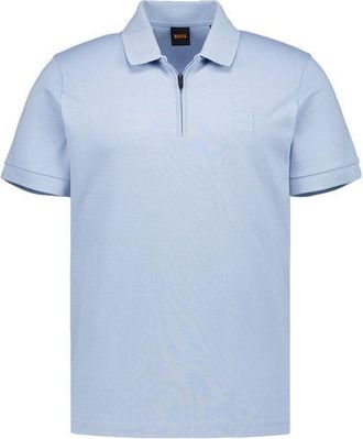 Boss Orange by Hugo Boss BOSS Orange Herren Zip-Polo blau Baumwoll-Piqu&eacute;