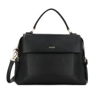 Kazar Femme, Sacs, Noir, Taille: ONE Size Sac trap&egrave;ze noir avec rabat et poign&eacute;e