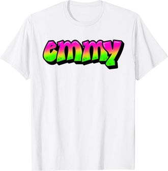 BDAZ Emmy Graffiti Personalisierter Name Gr&uuml;n Rosa Frauen M&auml;dchen T-Shirt