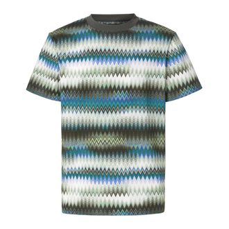 Missoni Homme, Tops, Vert, Taille: 2XL T-shirt vert en coton zigzag