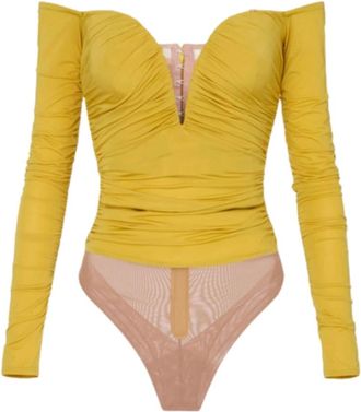 Elisabetta Franchi Femme, Tops, Jaune, Taille: 42 FR Body