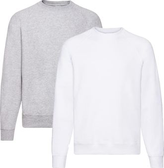 Fruit Of The Loom Herren Sweatshirts M L XL XXL 3XL 4XL auch Sets M, 1x Weiss + 1x Grau + 1 HL-Kauf Notizblock