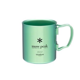 Snow Peak Titan-Doppelwandbecher 450 ml, Grün, Ultraleichter japanischer Titanbecher für Camping & Outdoor