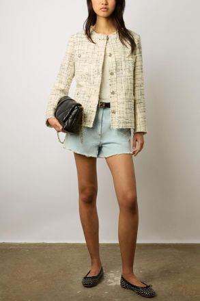 Gerard Darel Veste mi-longue en tweed - BRENDA - Ecru