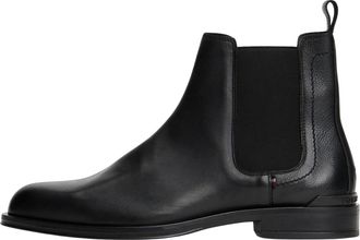Tommy Hilfiger Herren Chelsea Boots Corporate aus Leder, Schwarz (Black), 43