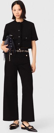 Maje Kurze, Glänzende Tweed-jacke - Schwarz - Maje