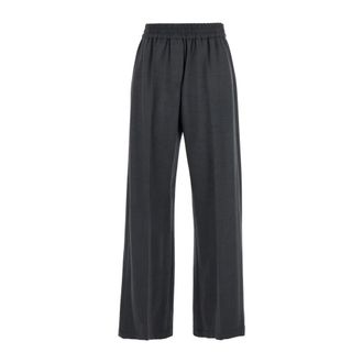 Brunello Cucinelli Graue Wollmischung Elastische Taille Hose - - Trousers - Damen - Grau - S