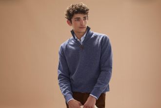 Bexley Kenneth - Pull homme bleu fonc&eacute; chin&eacute;