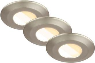 Briloner 3er Set LED Bad Einbaustrahler 230V Gehäuse 50% recycelt, Farbtemperaturwechsel, IP44, Ra90, LED Spot, flach, Deckenspots, Einbauleuchten, Badezimmer,