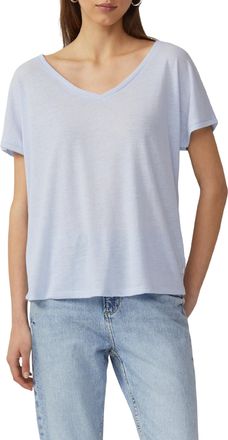 QS by s.Oliver Locker geschnittenes T-Shirt aus Leinenmix