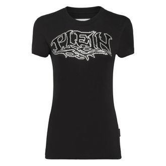 Philipp Plein Femme, Tops, Noir, Taille: 38 FR T-Shirt Col Rond