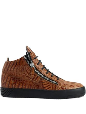 Giuseppe Zanotti baskets Kriss à effet peau de crocodile - Marron