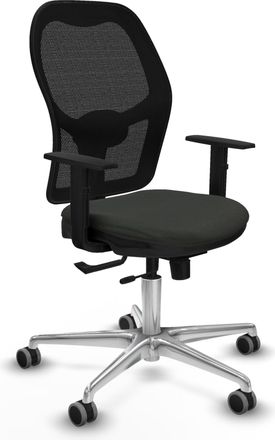 Piqueras y Crespo Schwarzer B&uuml;rostuhl mit 1D-Armen, h&ouml;henverstellbare Lendenwirbelst&uuml;tze, ausgestattet mit Syncro/Traslack und eingespritztem Schaum, mit Rollen von 65 