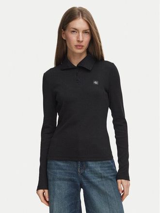 Calvin Klein Jeans Bluse Henley LV047H203G Schwarz Slim Fit