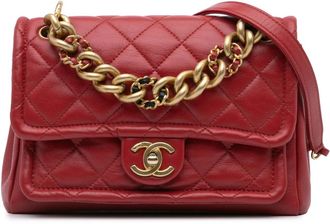 Chanel Hobo Bags - Small Quilted Lambskin Chain Link Flap - Gr. unisize - in Rot - f&uuml;r Damen