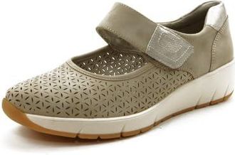 Jana Chaussures Basses Femme avec Fermeture Velcro Vegan, Taupe, 39 EU