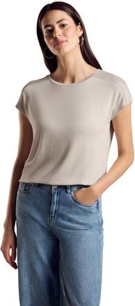 Street One Damen A321936 T-Shirt mit Glanz-Detail, Smooth Sand beige, 36