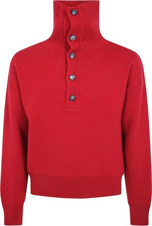 Ami Sweater High Buttoned Collar