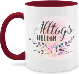 Shirtracer Tasse Tassen 325ml - Alltagsheldin Geschenk Mama Krankenschwester Geschenkidee Erzieherin Lehrerin - 325 ml - Bordeauxrot - muttertagstasse mum mutter