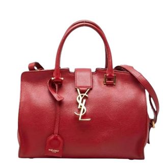 Saint Laurent Pre-owned Baby Monogram Cabas Leather 2way Bag - Femme - Pre-owned - Rouge - Taille: ONE Size