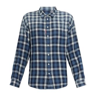 Dsquared2 Chemise Classique &agrave; Carreaux Coupe D&eacute;contract&eacute;e - Homme - Chemises - Bleu - Taille: L