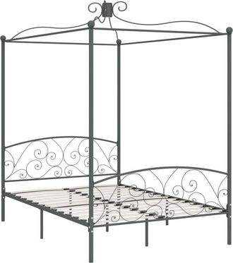vidaXL Cadre de lit &agrave; baldaquin sans matelas gris m&eacute;tal 140x200 cm Vidaxl