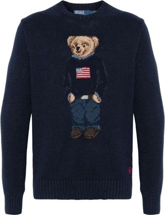 Polo Ralph Lauren Homme, Pulls, Bleu, Taille: XL Pull ras du cou avec motif ours